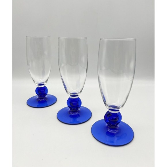 Luminarc | Dining | Luminarc France Cobalt Blue Stem Clear Champagne ...